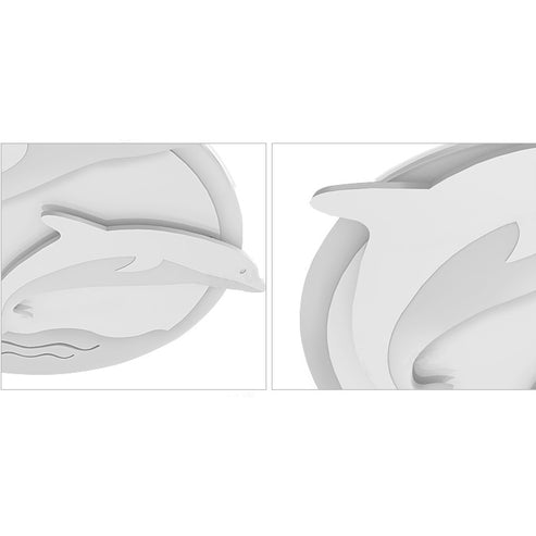 White Double Dining Dolphin Ceiling Fixture Light Animal Acrylic LED ...