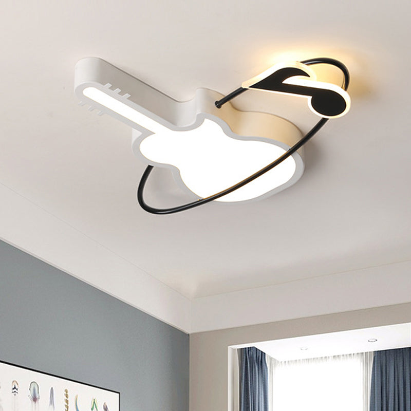 Acrylic Guitar Flushmount Lighting Contemporary White LED Ceiling ...