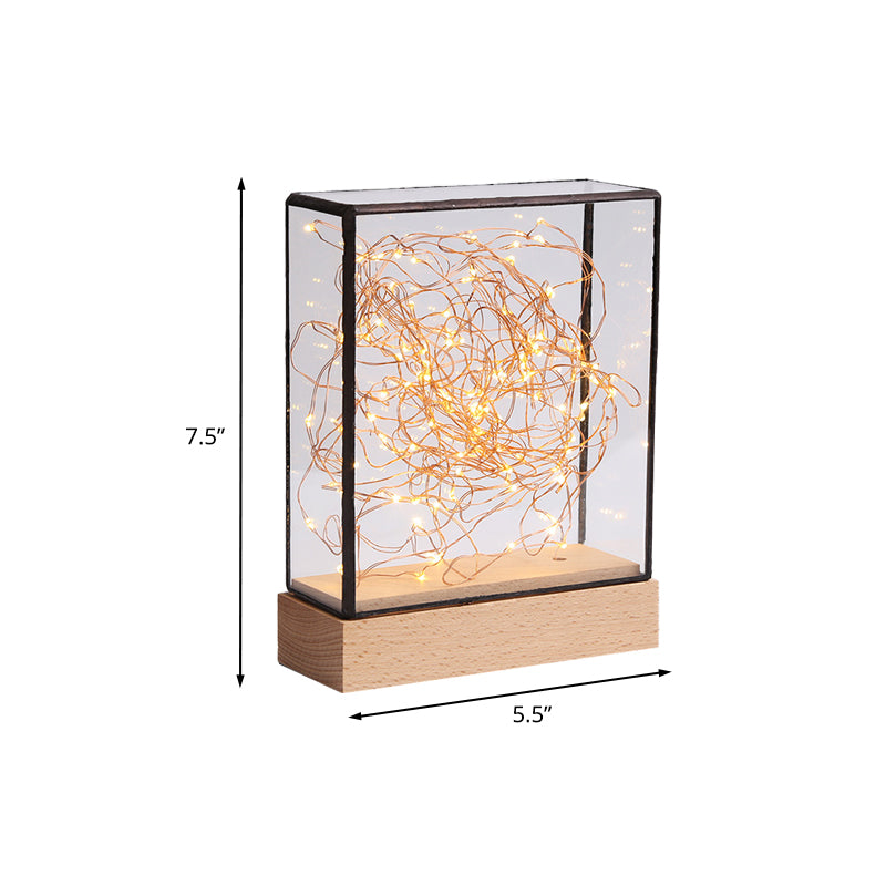 Kids Squared Clear Glass Night Light USB Chargeable LED Table Lighting ...