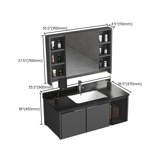 Single Sink Bathroom Vanity Wall Mount Rectangular Single Modern Vanity ...