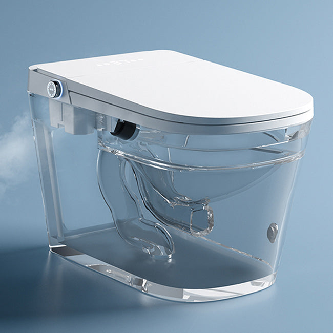 White Smart Toilet Elongated Floor Standing Bidet Remote Control ...