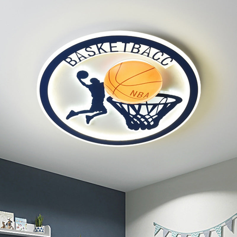 Basketball Shot Flush-Mount Light Kids Orange/White Glass Children ...