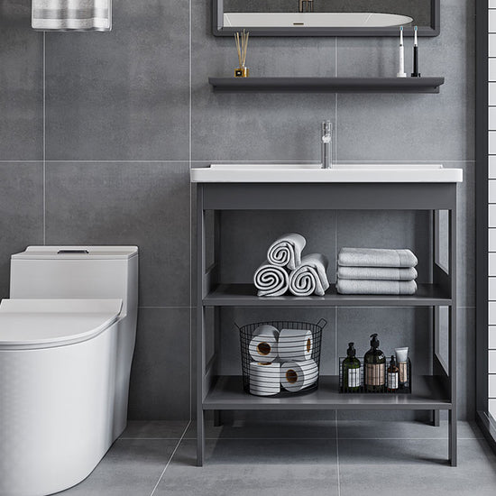 Modern Bathroom Vanity Metal Base Free-standing Standard with Mirror ...