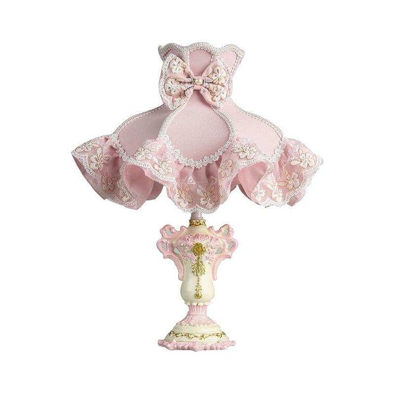 Royal Dress Girl's Bedside Night Lamp Fabric 1-Light Kids Style Table ...
