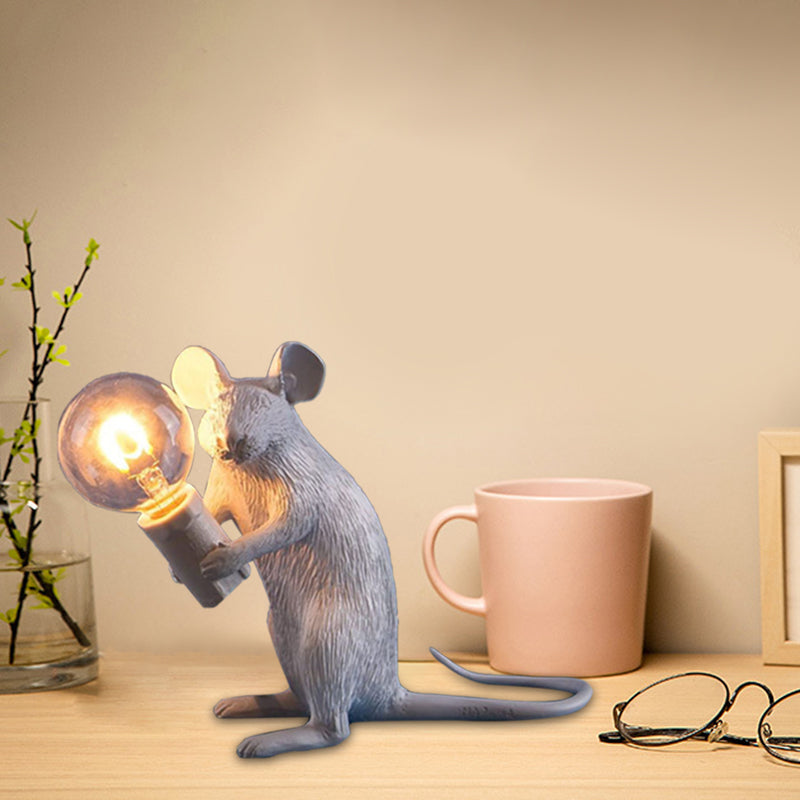 Resin Servant Mouse Night Light Kids Novelty 1 Bulb White Table ...