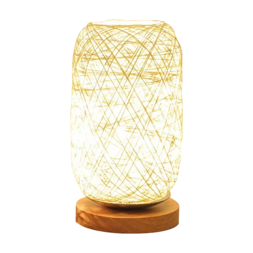 Bamboo Rattan Capsule Night Table Light Modern Asia 1-Light Beige ...