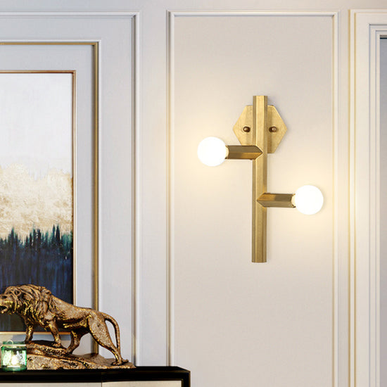 Vertical Tube Corner Wall Light Sconce Metallic 2 Bulbs Post Modern ...