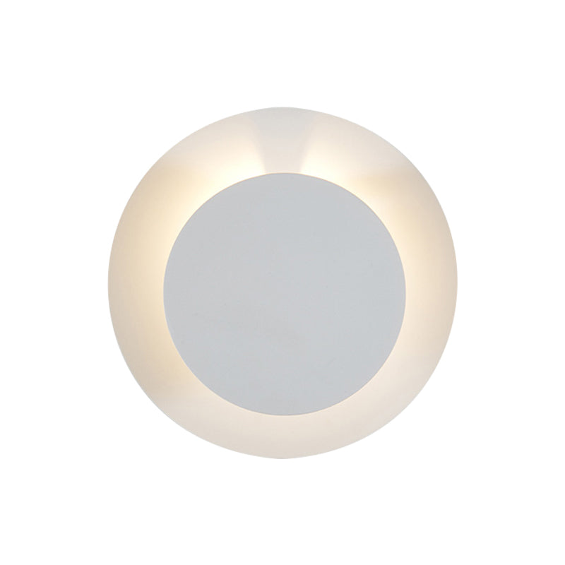 Metallic Disc Wall Sconce Lamp Minimalist LED White Wall Mount Light ...