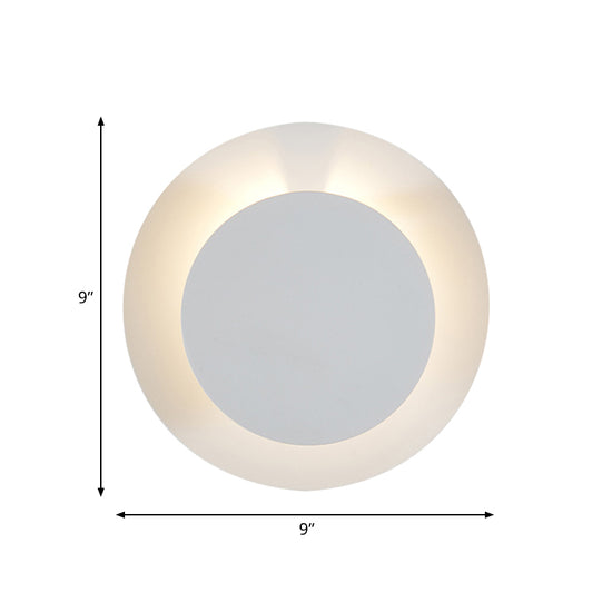 Metallic Disc Wall Sconce Lamp Minimalist LED White Wall Mount Light ...