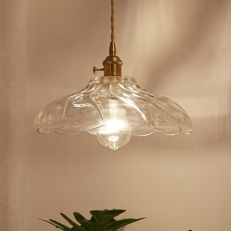 Modern Dome Hanging Lamp Clear Textured Glass 1 Bulb Kitchen Pendant ...