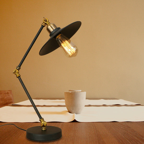 Iron Flat Shade Desk Light Industrial 1 Head Living Room Black Standing ...