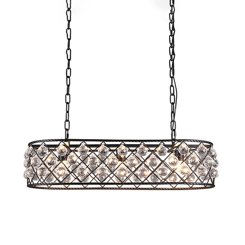 3 Lights Island Lighting Vintage Industrial Oblong Caged Iron Hanging ...