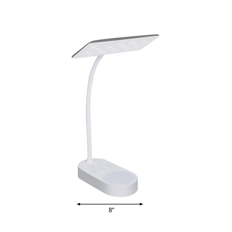 White Rectangular Panel Shade Desk Lamp Modern Simple LED Reading Light ...