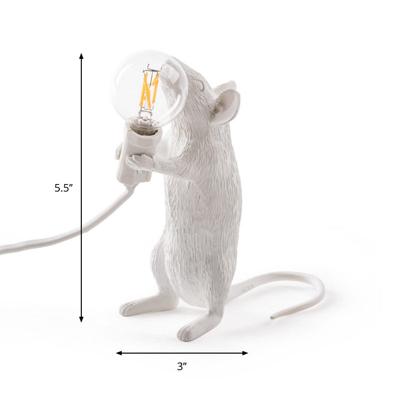 White Finish Mouse-Shape Table Lamp Nordic Style Resin 1 Head ...