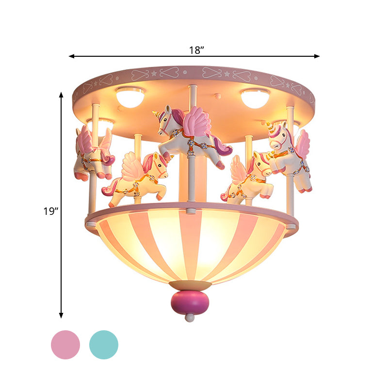 Merry-Go-Round Ceiling Flush Mount Kids Resin 5 Bulbs Bedroom ...