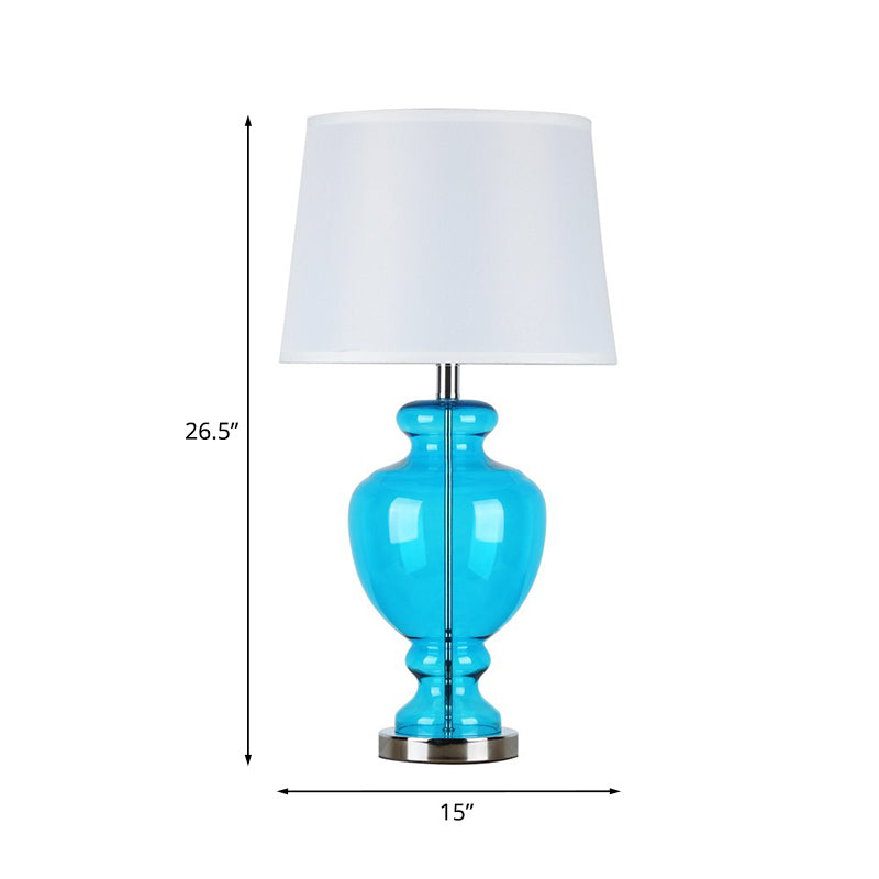 Classic Round Shade Table Lighting 1-Bulb Fabric Night Light with Urn ...