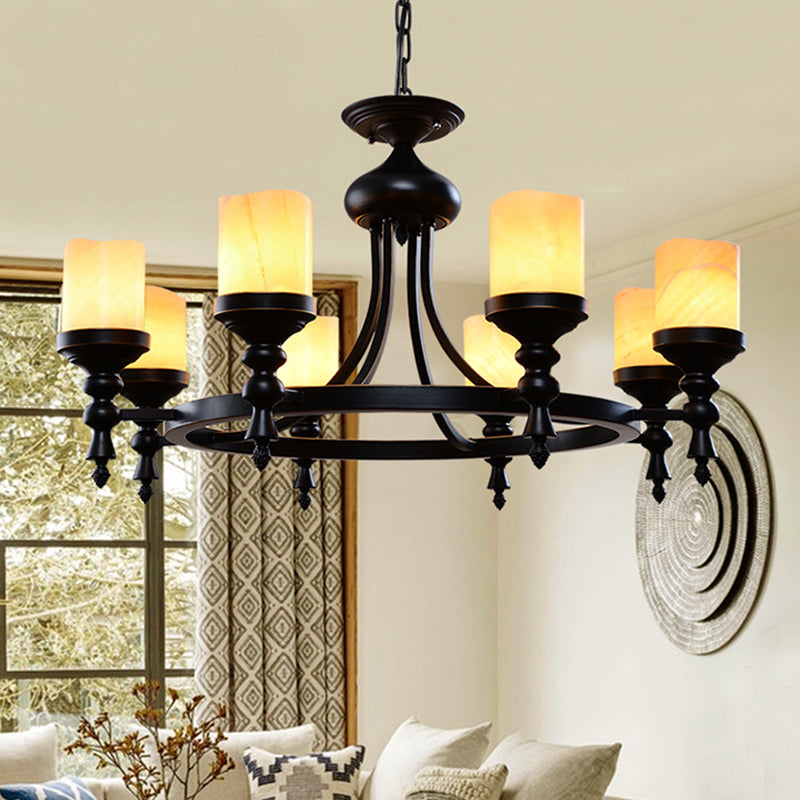 8 Lights Ceiling Chandelier Countryside Candle Crackled Dolomite ...