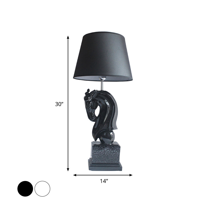 Resin Black/White Night Lamp Steed Head Single Bulb Rural Table Light ...