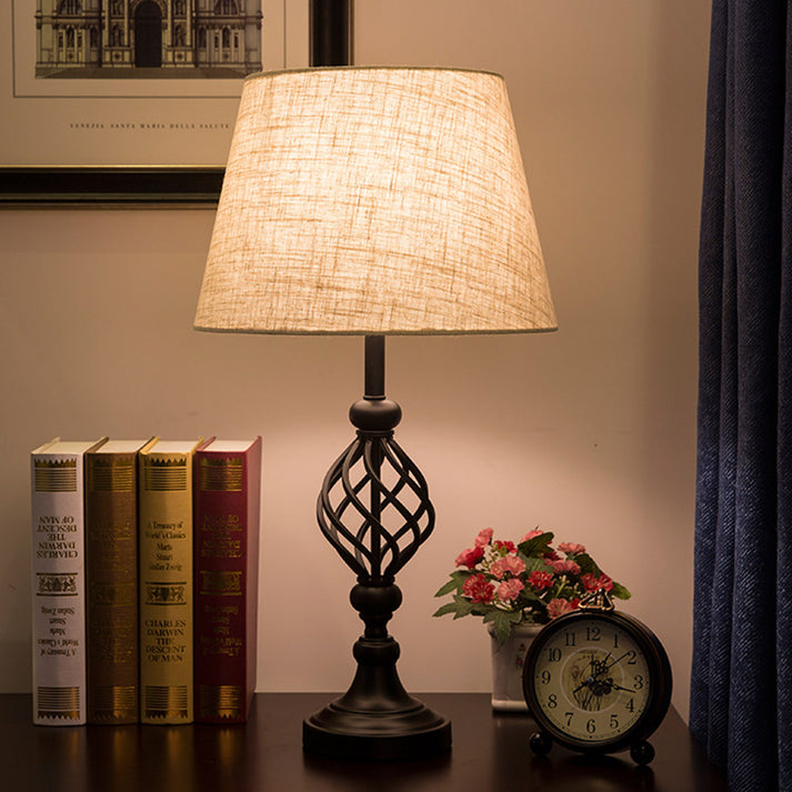 Fabric Tapered Nightstand Light Transitional 1 Head Parlor Table Lamp ...