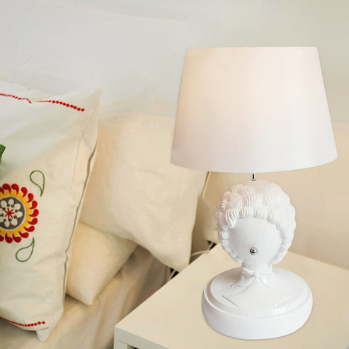 White 1 Bulb Table Light Retro Resin Roman Statue Nightstand Lamp with ...