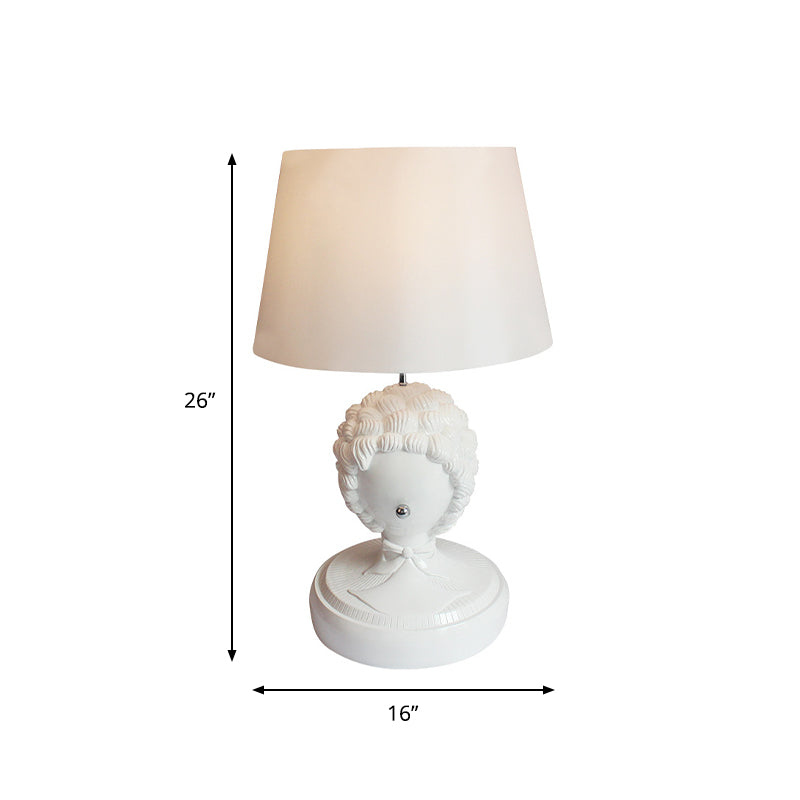 White 1 Bulb Table Light Retro Resin Roman Statue Nightstand Lamp with ...