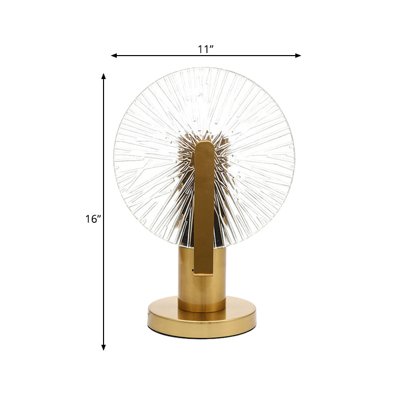 Gold Finish Wheel Night Light Post-Modern 1 Bulb Clear Glass Table ...