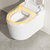 White Elongated Wall Mounted Bidet with Wireless Remote Control - Clearhalo