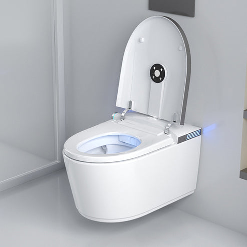 Elongated Wall Mounted Bidet with Warm Air Dryer and Heated Seat White ...