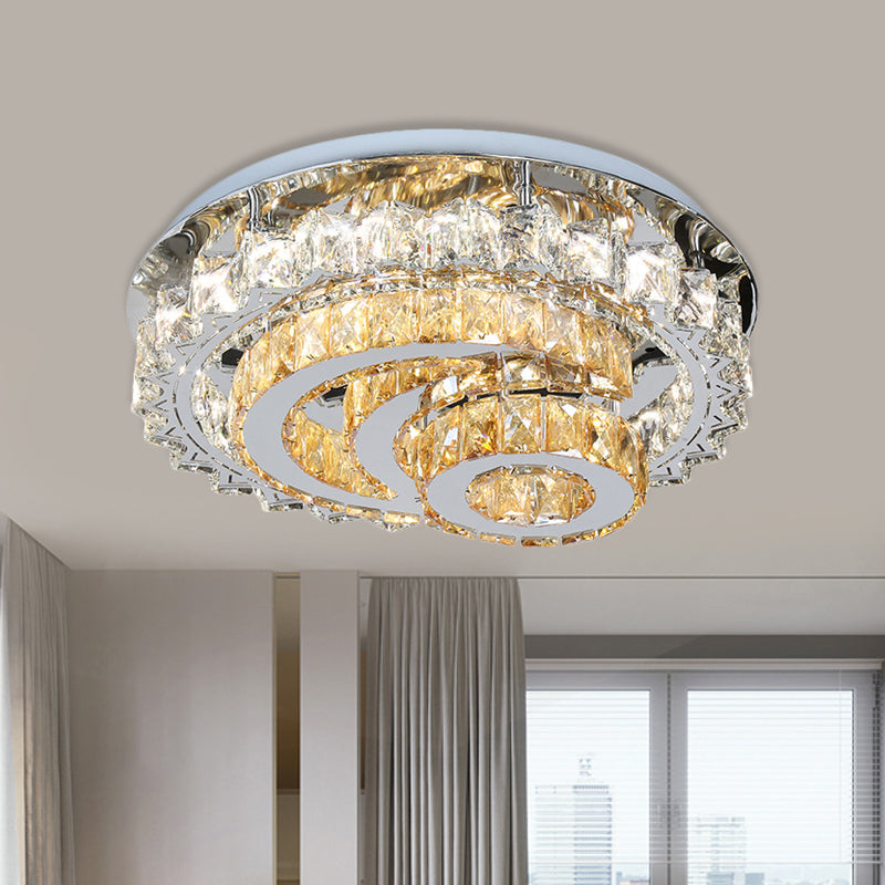 Opulent Inlaid Crystal LED Flushmount Modern Chrome Moon and Circle ...