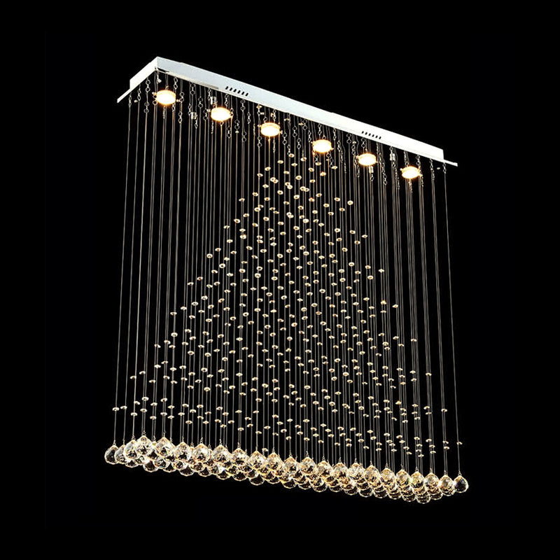 6 Bulbs Crystal Draping Flushmount Modern Chrome Pyramid Shape Parlor ...