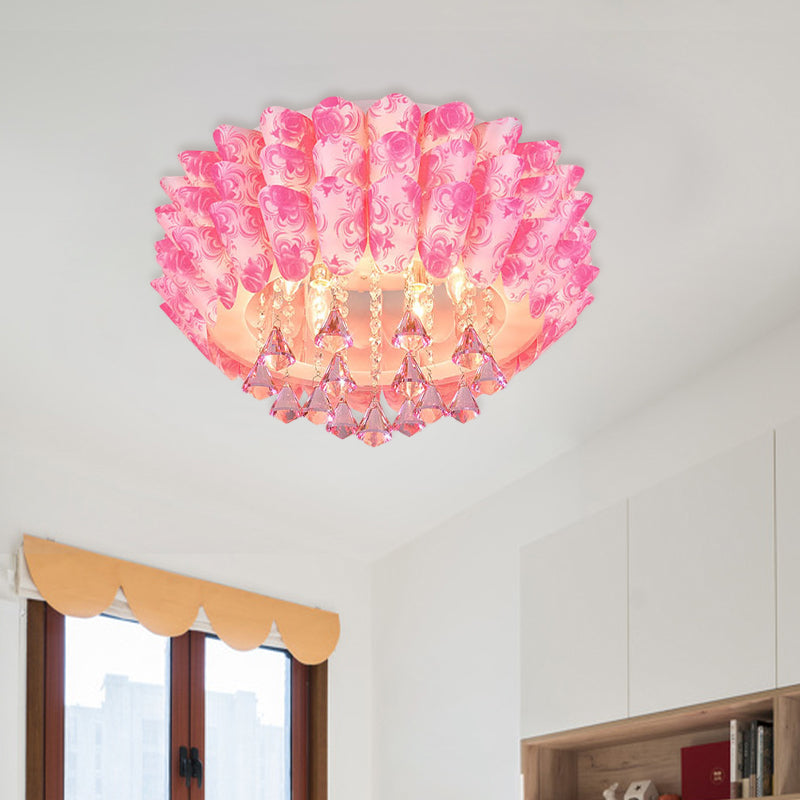 5 Lights Flush Mount Lamp Modernism Blossom Crystal Ceiling Lighting in ...