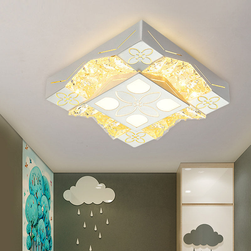 Crystal Wavy Flush Light Fixture Minimalist LED Corridor Flower Pattern ...
