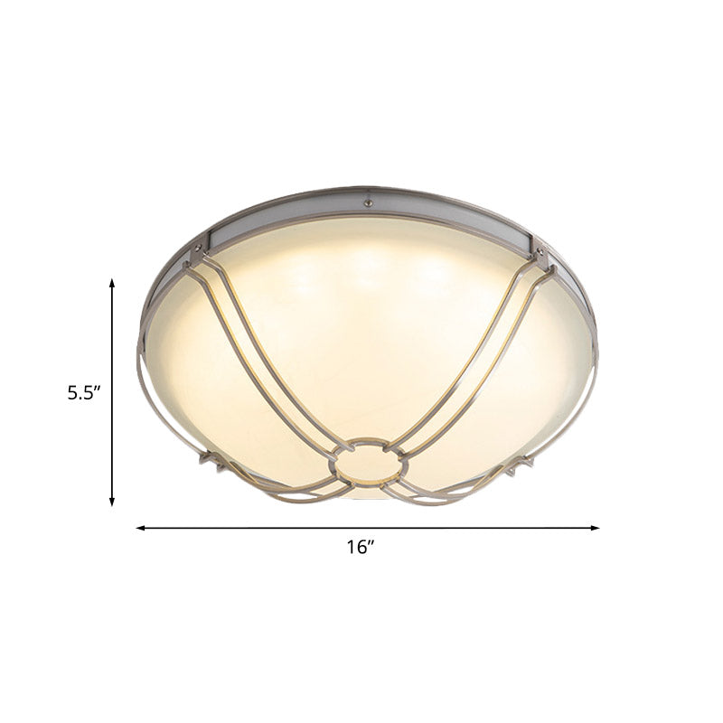 Country Dome Ceiling Light Fixture LED White Glass Flush Mount Lighting ...