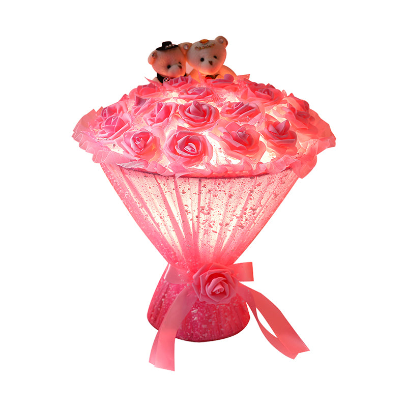 1 Light Bedside Nightstand Lamp Pastoral Pink Night Table Lighting with ...