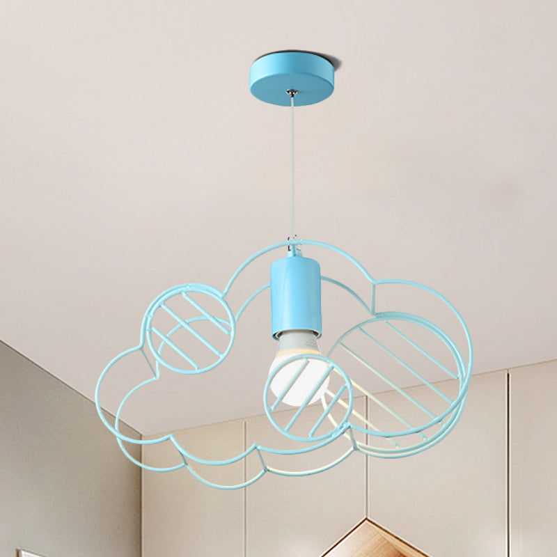 Creative Cloud Frame Metal Hanging Ceiling Light Single Bulb Pendant ...