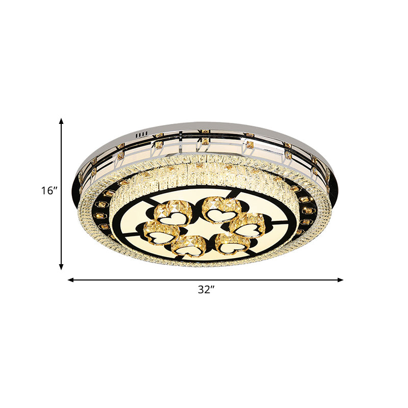 Chrome Loving Heart Ceiling Light Fixture Contemporary Crystal LED ...