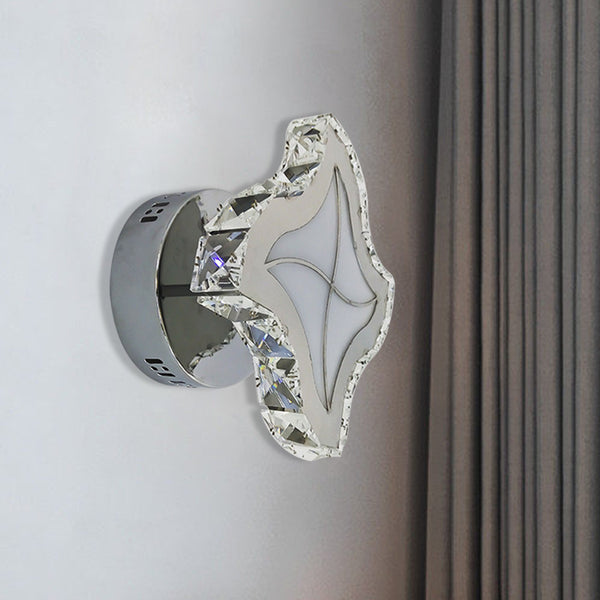 LED Faceted Crystal Wall Light Fixture Contemporary Chrome Finish ...