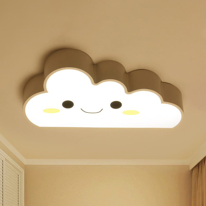 Nursery LED Ceiling Light Fixture Cartoon White Flush Mount with Cloud ...