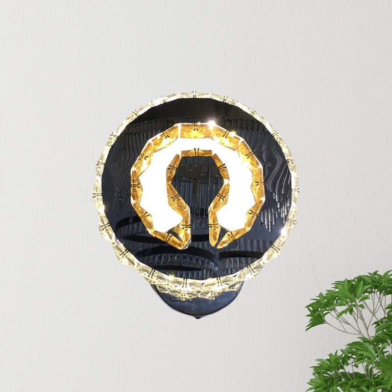 LED Aureole Wall Mounted Lamp Minimalist Chrome Finish Beveled Crystal ...