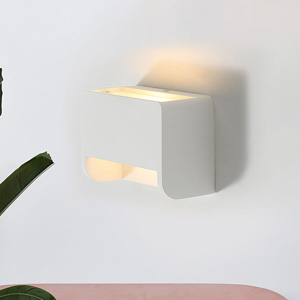 Minimalist Box Shape Sconce Light Fixture Gypsum 1-Light Bedroom LED ...