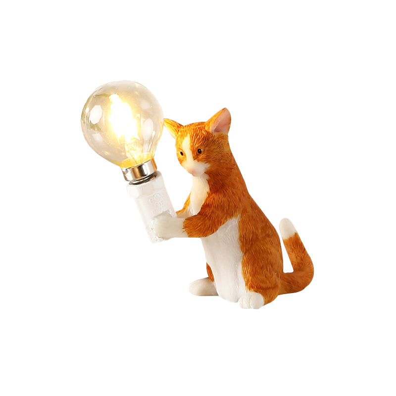 Tabby Cat Holder Table Lamp Kids Iron 1 Bulb Black/Yellow/Blue ...