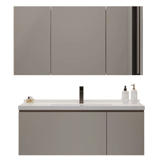 Single Sink Bathroom Vanity Set Overflow Wood Frame Wall Mounted with ...