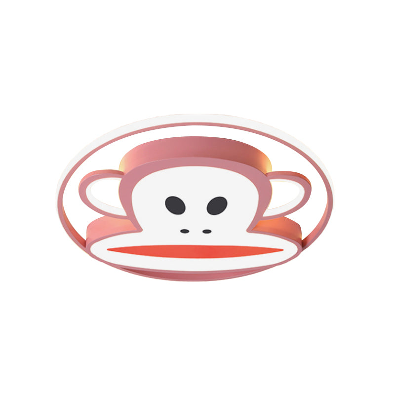 Monkey Acrylic Flush Lighting Cartoon Pink/Blue Finish LED Flush ...