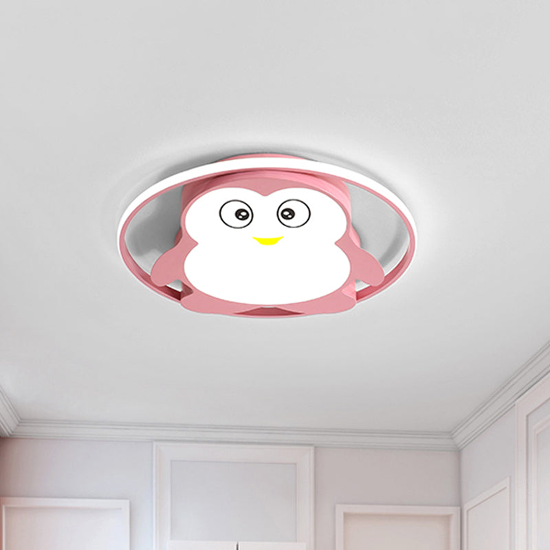 Pink/Blue Finish Penguin Ceiling Mounted Fixture Cartoon LED Acrylic ...