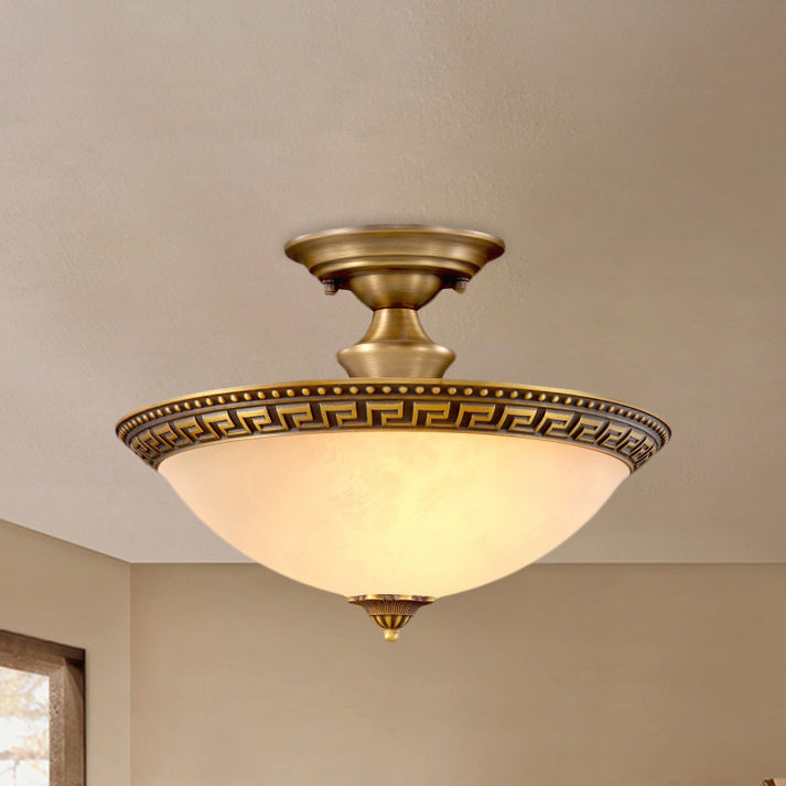 Bowl Living Room Semi Flush Traditionalist 3 Heads Brass Flush Mount ...