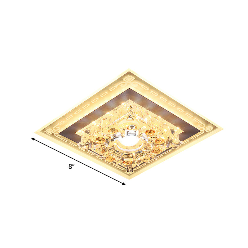 Square/Polygon Foyer Flush Mount Minimalist Crystal Clear LED Ceiling ...