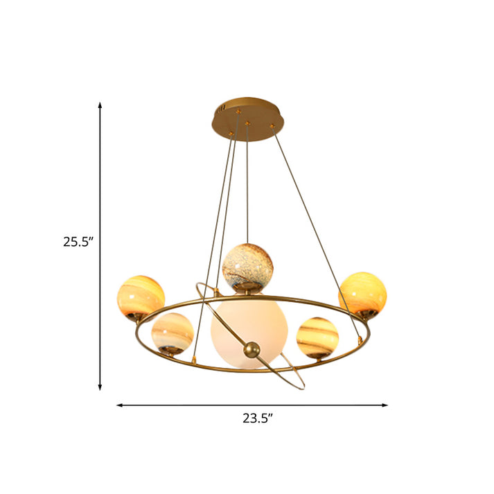 Kids Solar System Ceiling Pendant Light Stained Glass 4/6-Head Bedroom ...