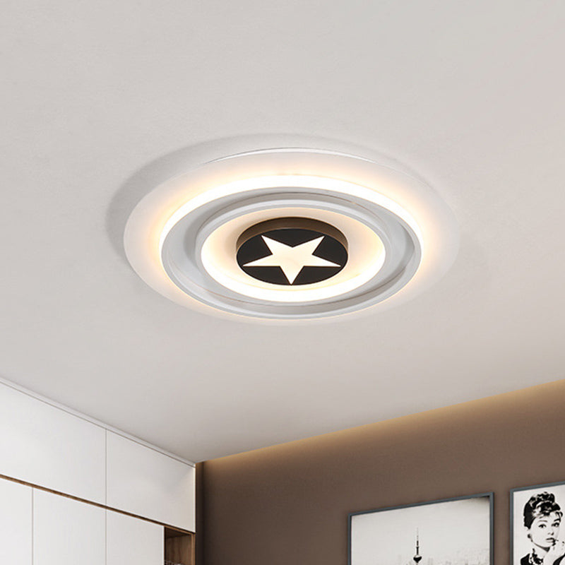 White Star Badge Flushmount Cartoon Acrylic LED Ceiling Light Fixture ...