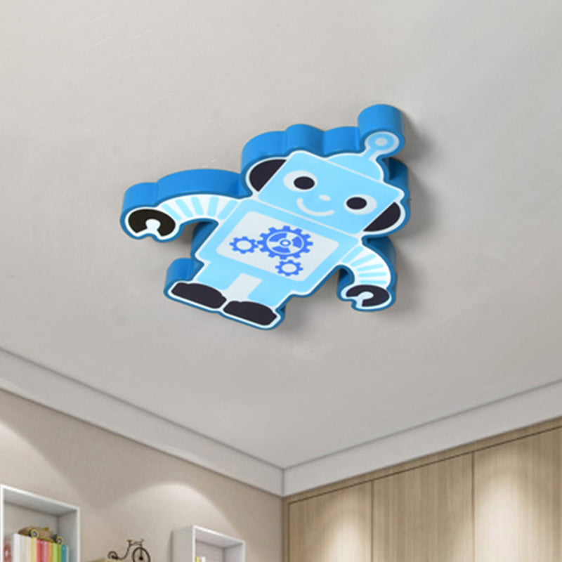Robot Kindergarten Ceiling Lamp Iron Integrated LED Cartoon Flush Mount ...