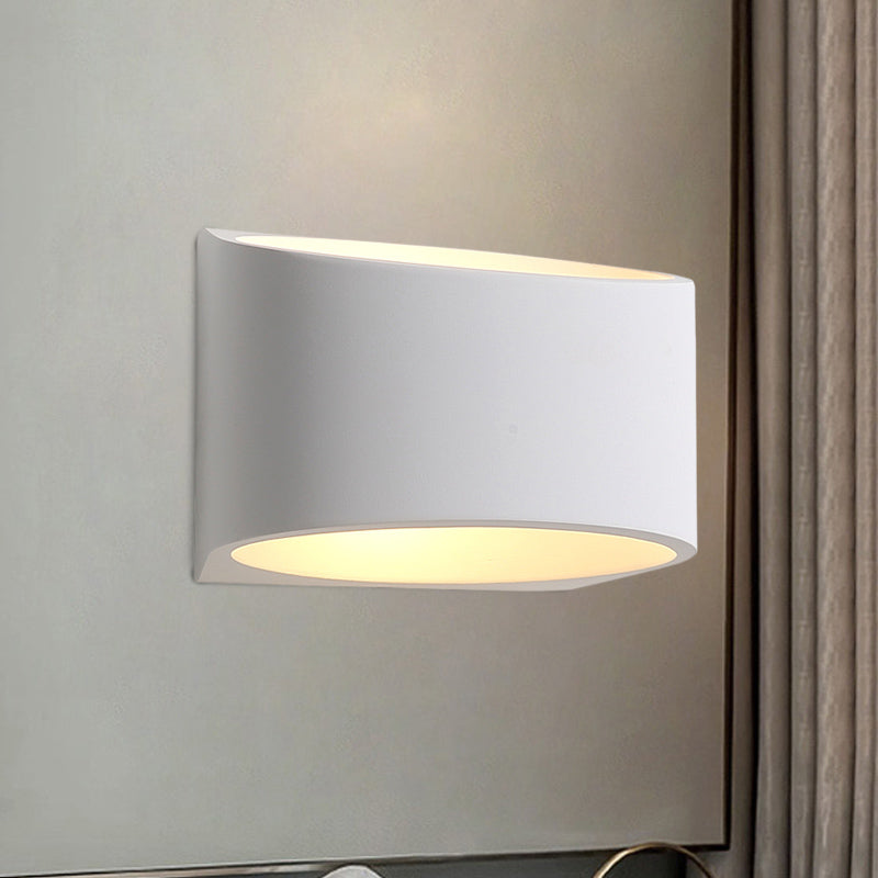 Round Gypsum LED Sconce Light Fixture Minimalism 1 Light White Wall ...